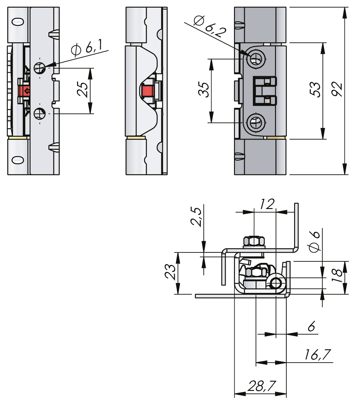 Concealed Lift Off Click Hinge Standard 120° | Concealed hinges